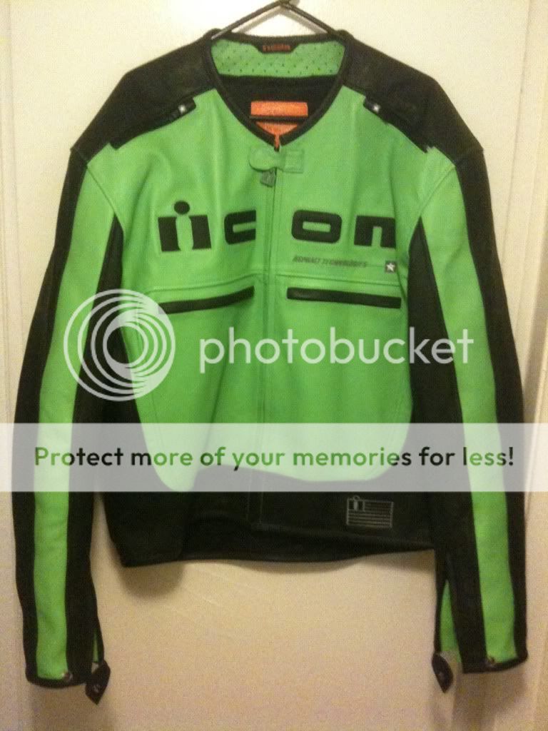 Icon Motorhead XXL 50-52 Green Kawasaki Leather Jacket | Kawasaki ...